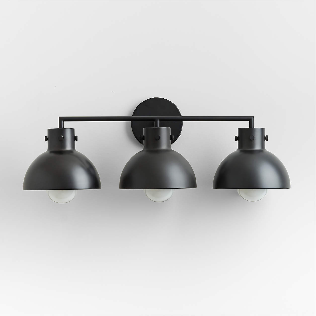 Dakota Black 3-Light Wall Sconce with Black Dome | Crate & Barrel