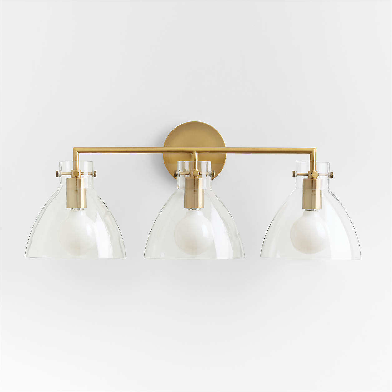 Dakota Brass 3-Light Wall Sconce with Clear Glass Dome | Crate & Barrel ...