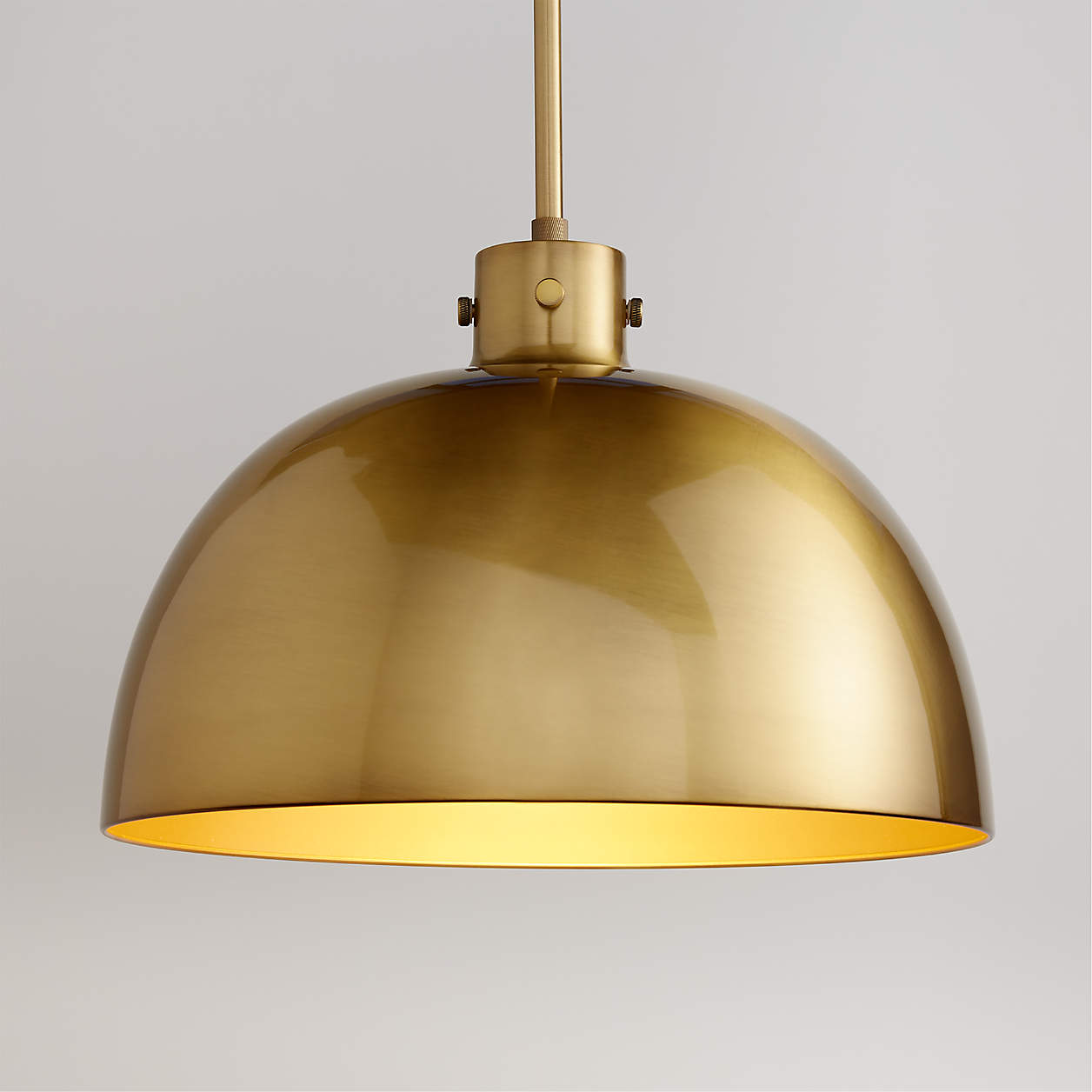 Dakota Brass Pendant Light with Large Brass Dome + Reviews | Crate & Barrel