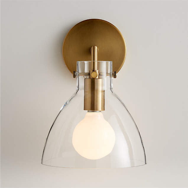 Dakota Brass 3-Light Wall Sconce with Brass Dome | Crate & Barrel