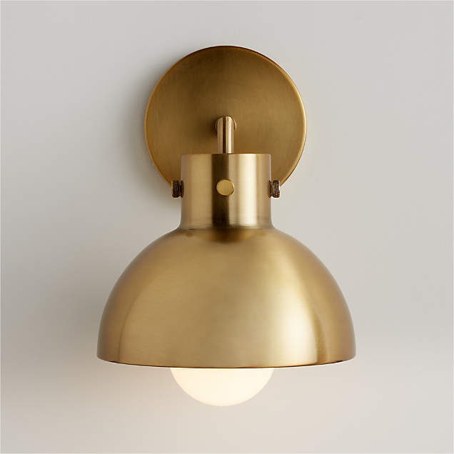 Dakota Brass 3-Light Wall Sconce with Brass Dome | Crate & Barrel