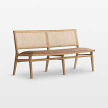 Dalton Faux Leather and Cane Dining Bench | Crate & Barrel