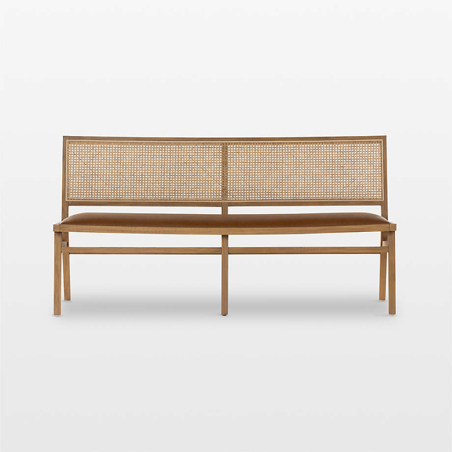 Dalton Faux Leather and Cane Dining Bench | Crate & Barrel