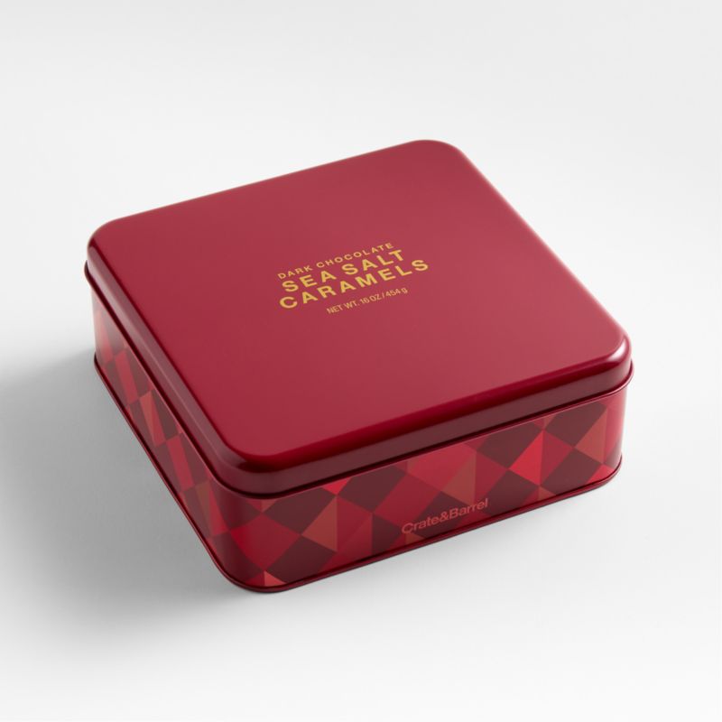 Dark Chocolate Sea Salt Caramels in Gift Tin + Reviews | Crate & Barrel ...