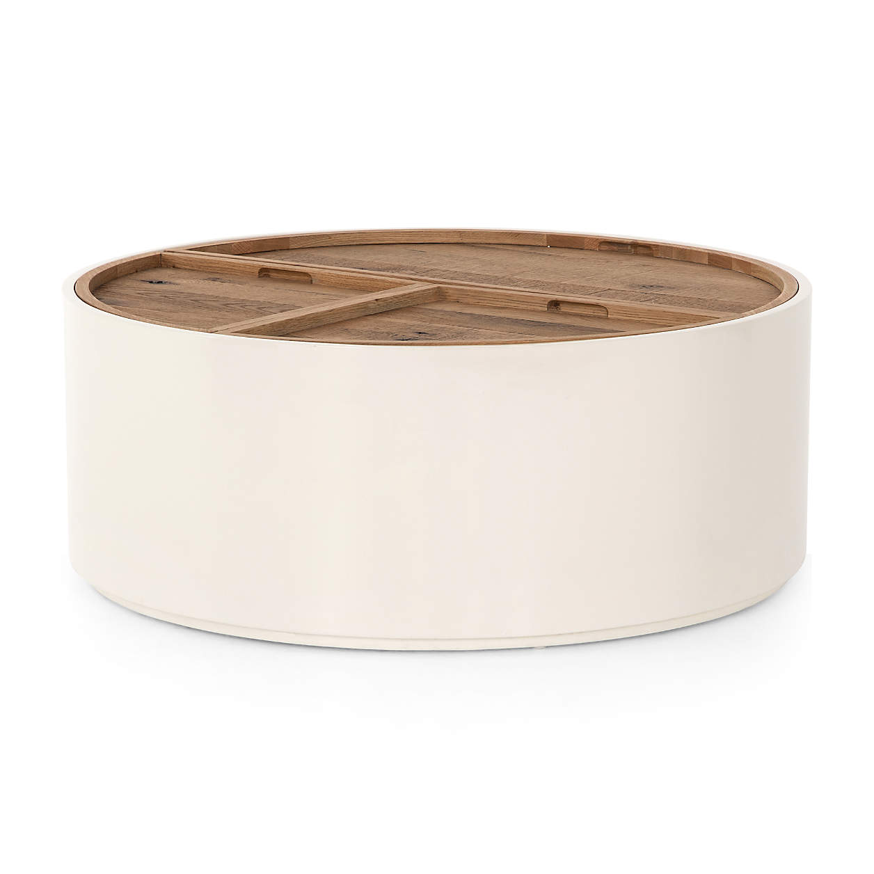 Dean White and Oak 42" Round Storage Coffee Table + Reviews | Crate ...