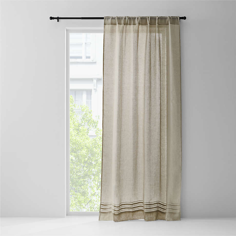 Warm Beige EUROPEAN FLAX -Certified Linen Sheer Stripe Window Curtain ...