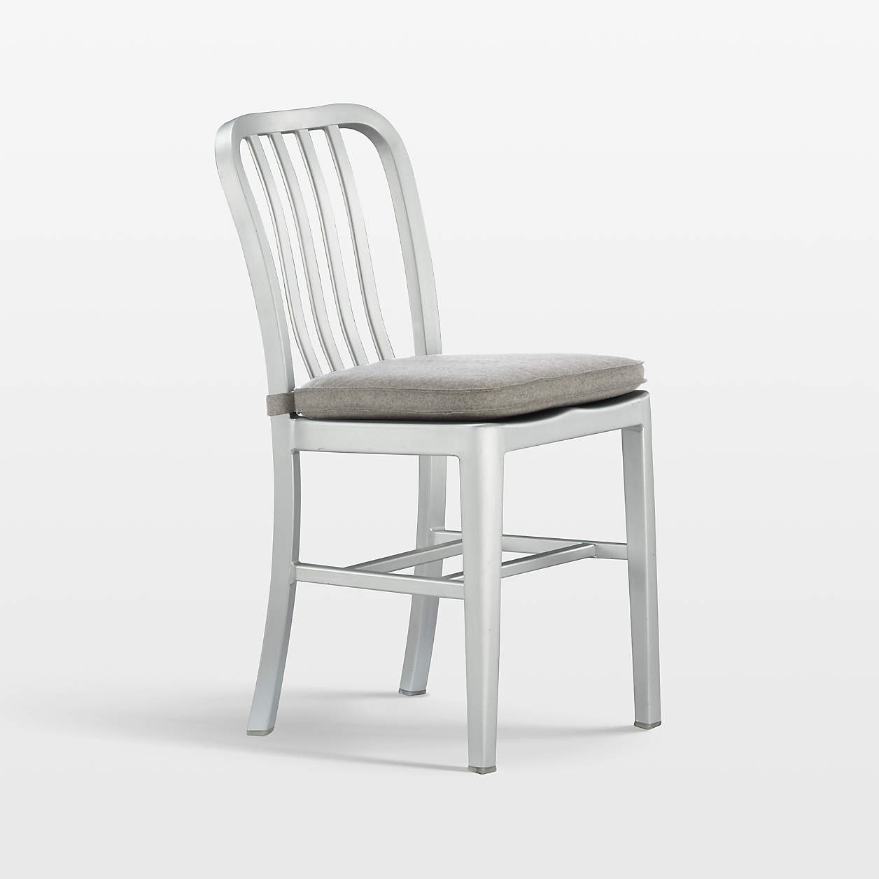 Delta Aluminum Metal Side Chair with Felt Grey Cushion | Crate & Barrel