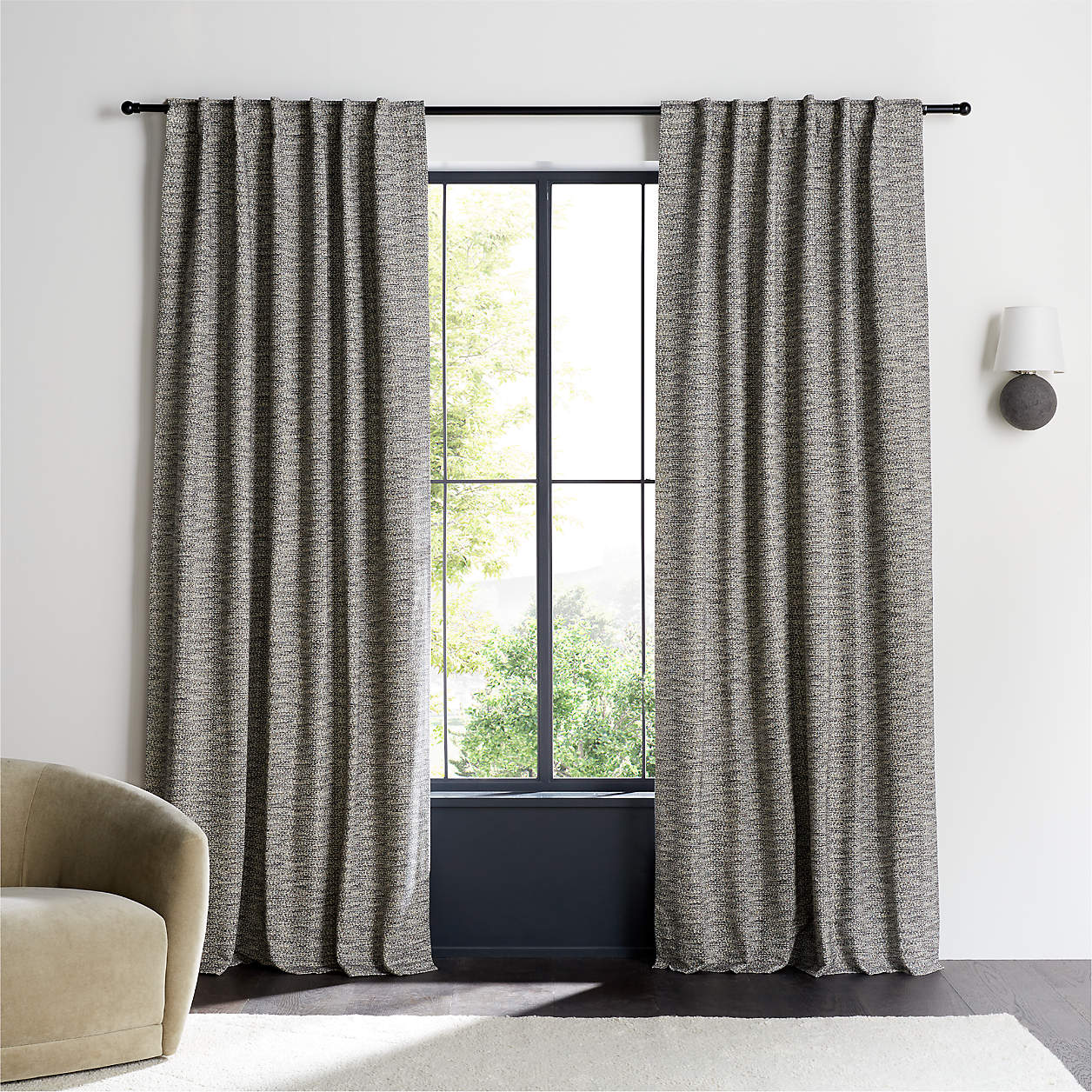 Desmond Cotton Storm Grey Blackout Window Curtain Panel with Lining 52 ...