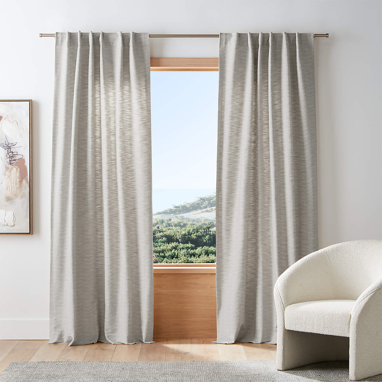 Desmond Cotton Pebble Grey Window Curtain Panel with Lining 52"x84 ...