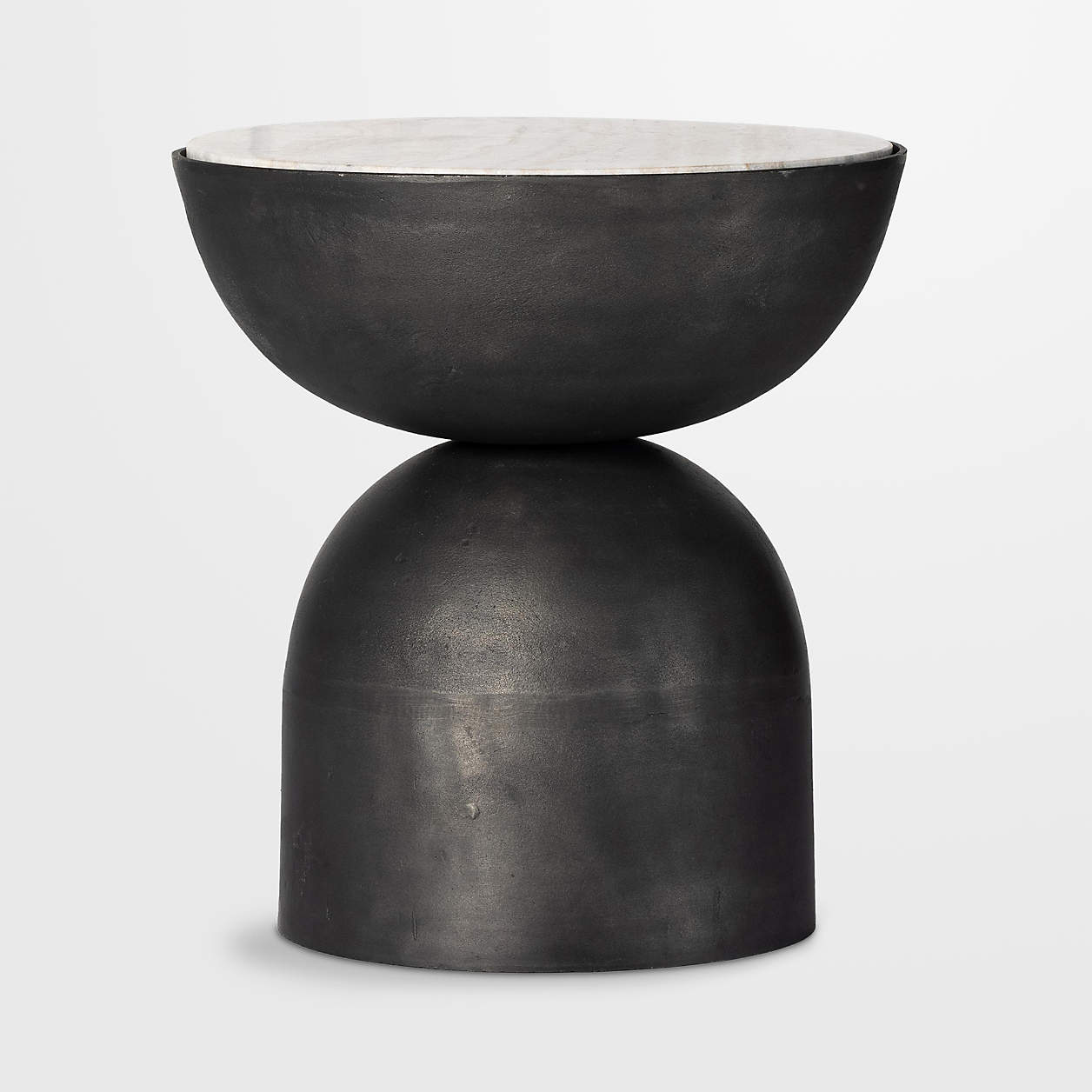 Dev Taupe Marble and Grey Metal End Table | Crate & Barrel Canada