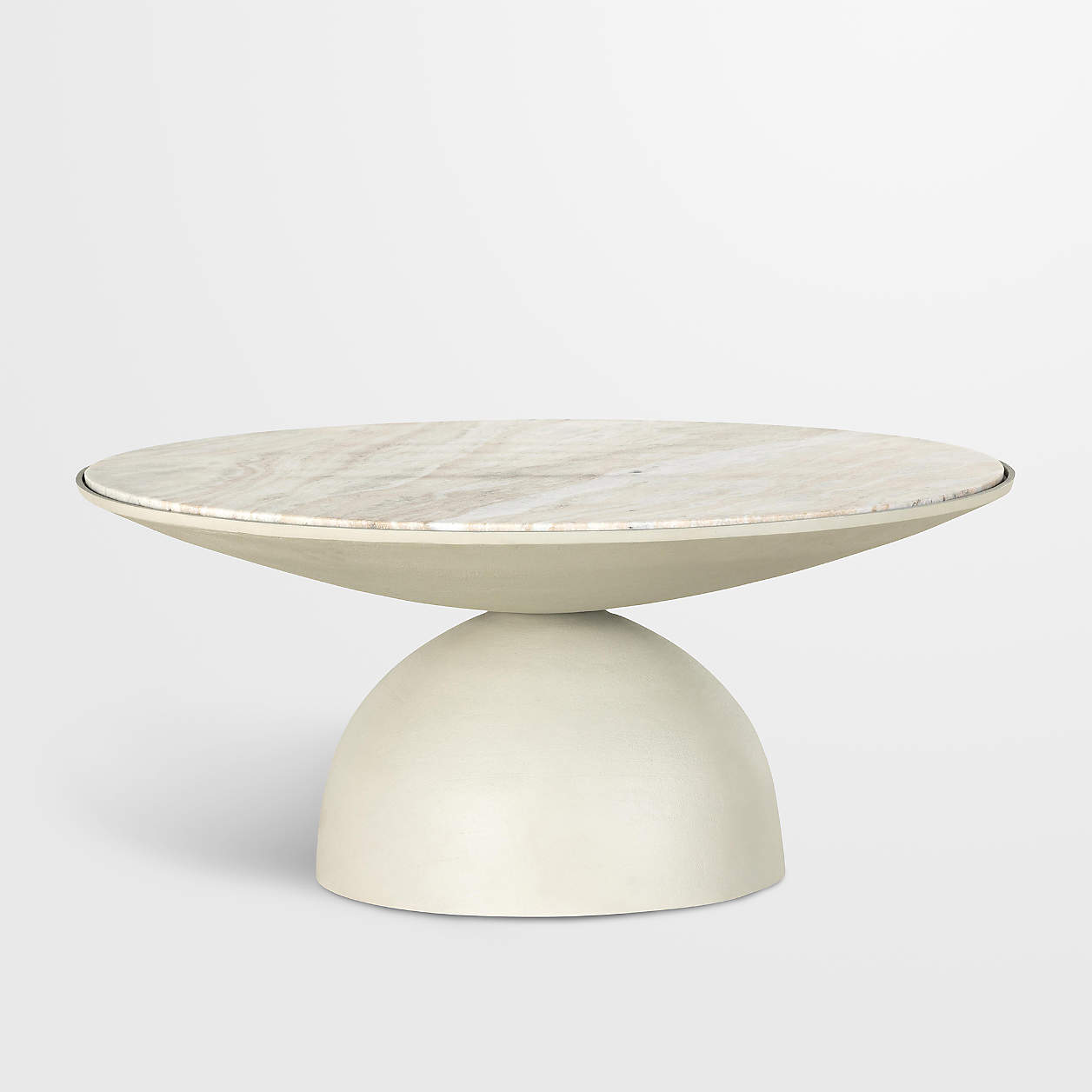 Dev Taupe Marble and White Metal 35" Round Coffee Table + Reviews ...