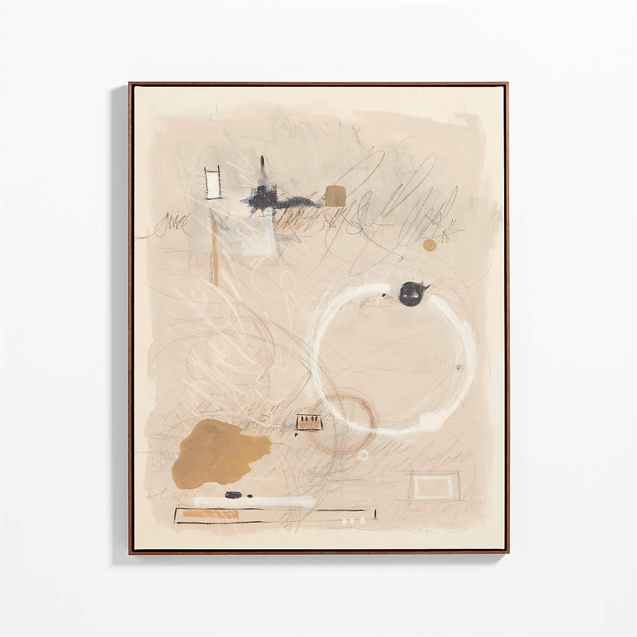 "Disentangled Thoughts" Tan Brown Canvas 41"x51" Framed Wall Art Print ...