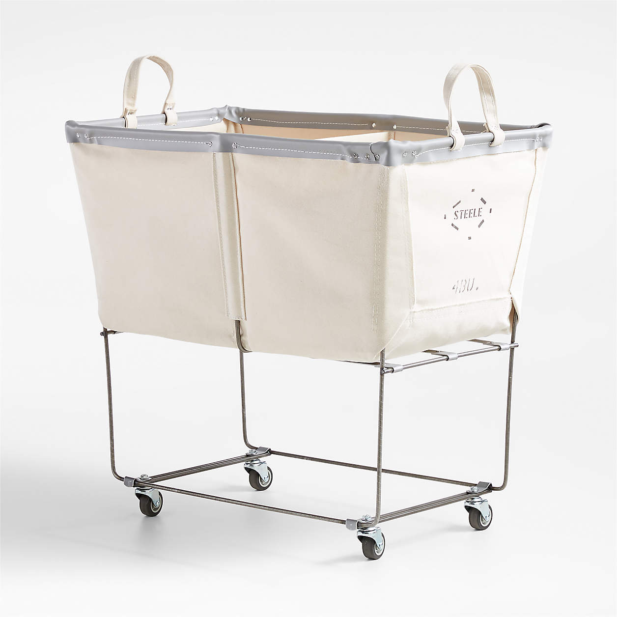 Steele 4-Bushel Canvas Divided Sorter Rolling Laundry Hamper | Crate ...