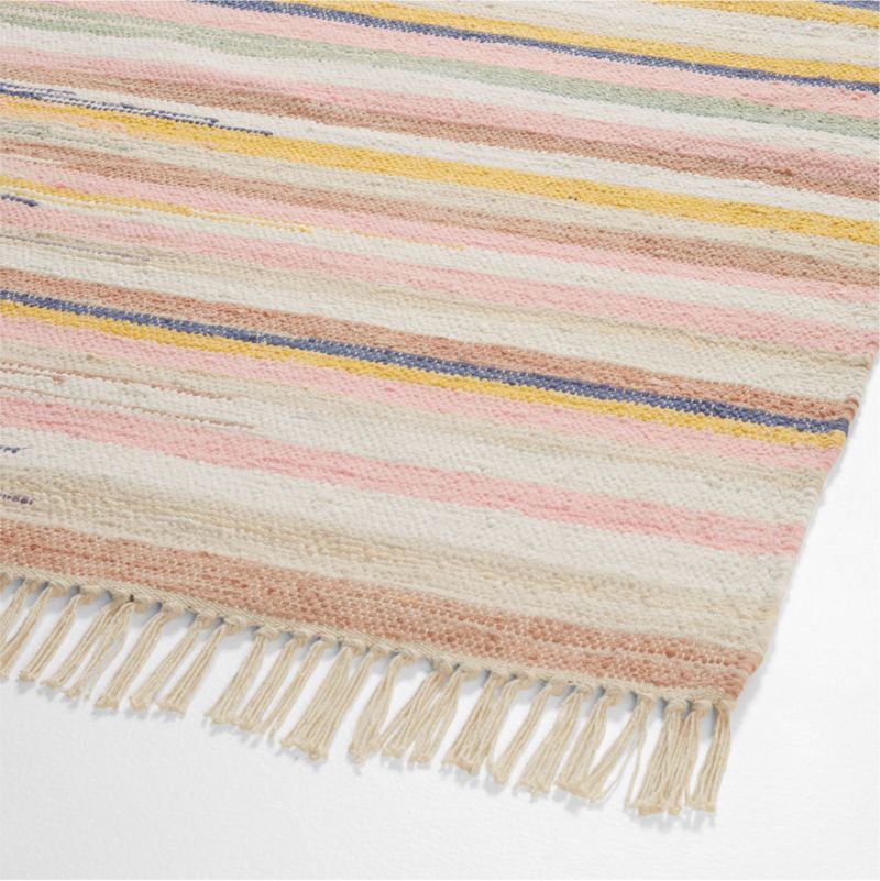 Divya Flat Weave Cotton Kilim Pink Striped Rug 8x10 by John Robshaw ...