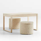 Dot Cream White Sherpa Kids Storage Ottoman and Stool + Reviews | Crate ...