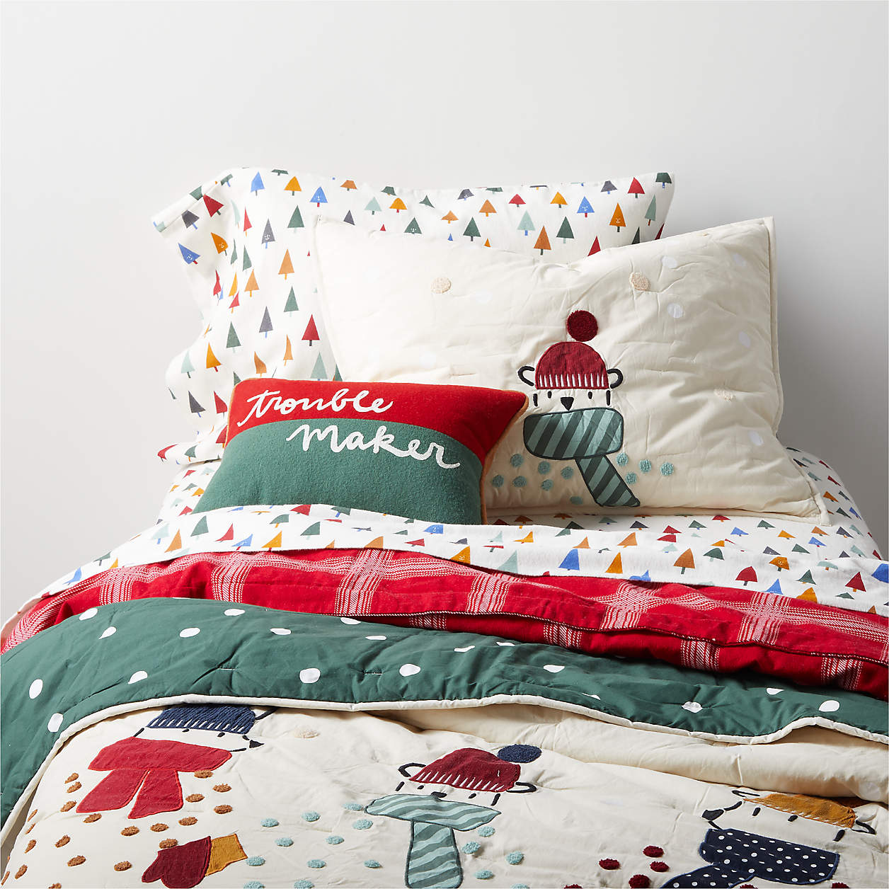 Dotted Snow Bear Kids Organic Cream Quilt | Crate & Kids