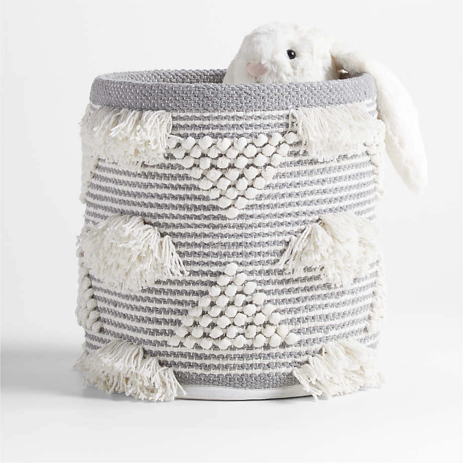 Dottie Grey Macrame Kids Small Woven Storage Bin + Reviews | Crate & Kids