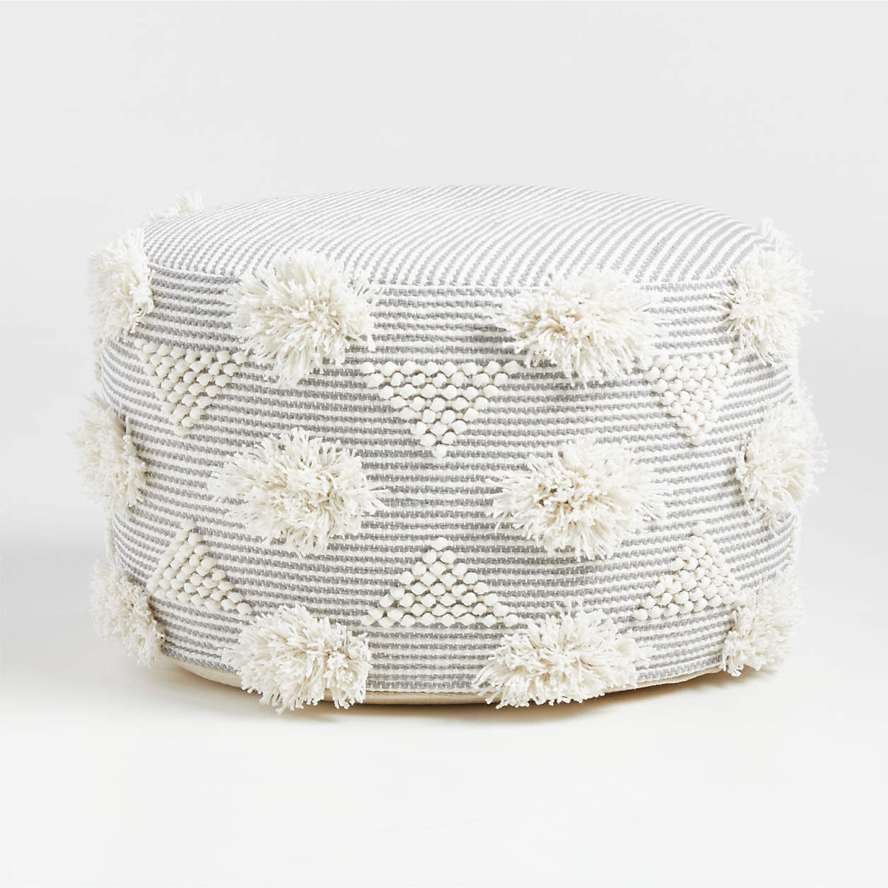 Dottie Grey Macramé Kids Woven Pouf | Crate & Kids Canada