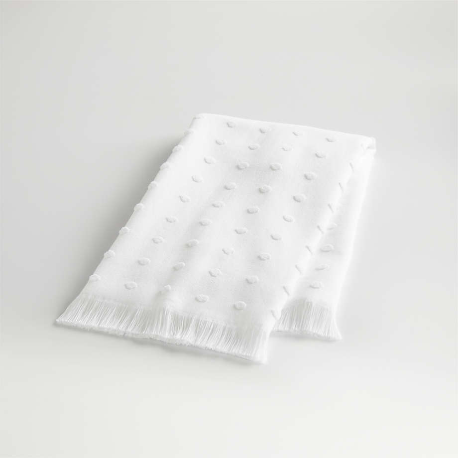Dotty Organic Cotton White Guest Towel | Crate & Barrel