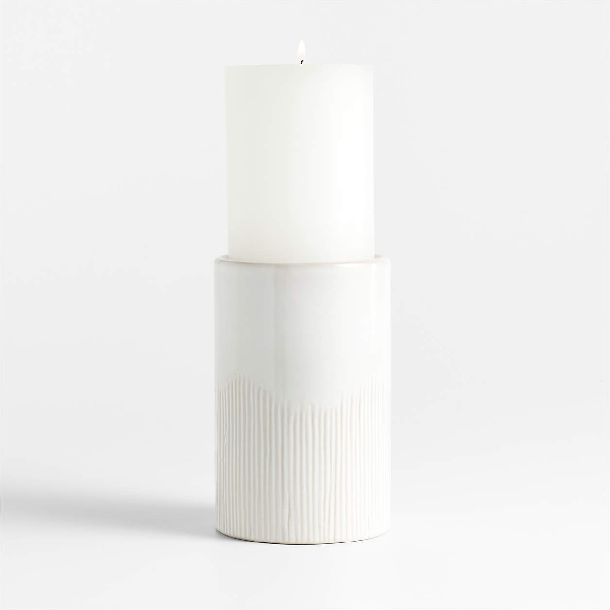 Dover White Ceramic Taper Candle Holder 5.5" | Crate & Barrel