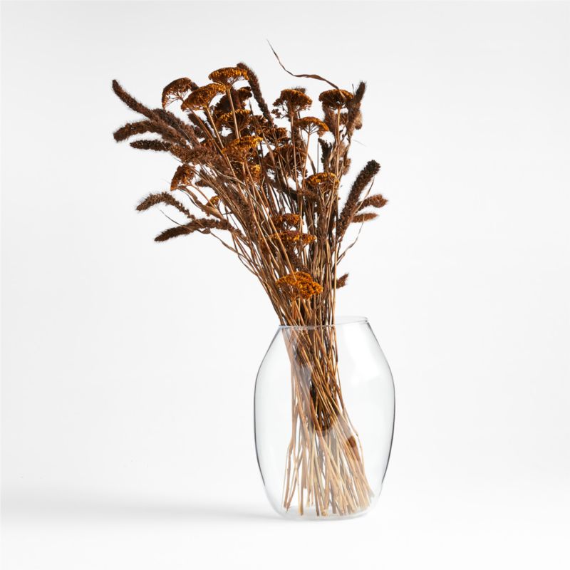 Dark Brown Yarrow & Setaria Dried Flower Bouquet | Crate & Barrel
