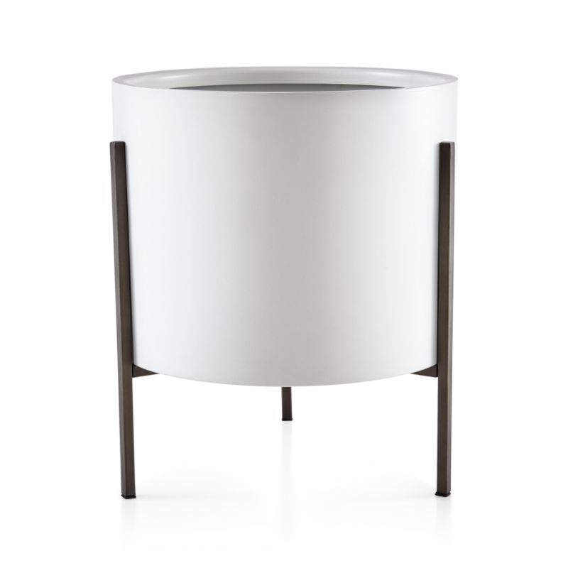 Dundee Indoor/Outdoor Low White Planter with Stand + Reviews | Crate ...