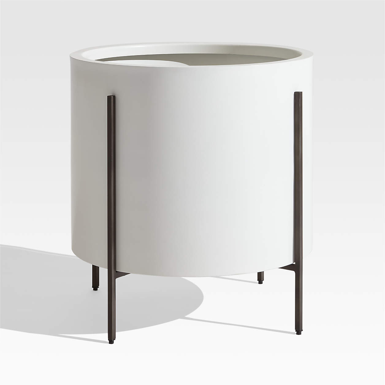 Dundee Indoor/Outdoor Low White Planter with Stand 20" | Crate & Barrel