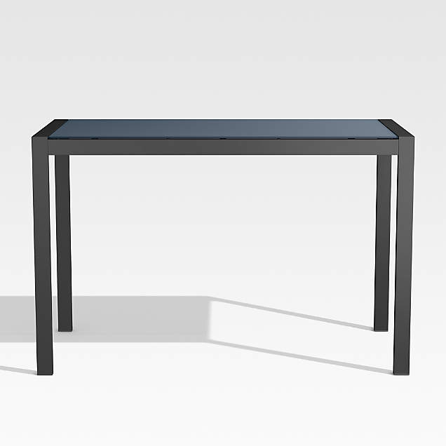 Dune 48" Black Outdoor Round Glass Dining Table | Crate & Barrel