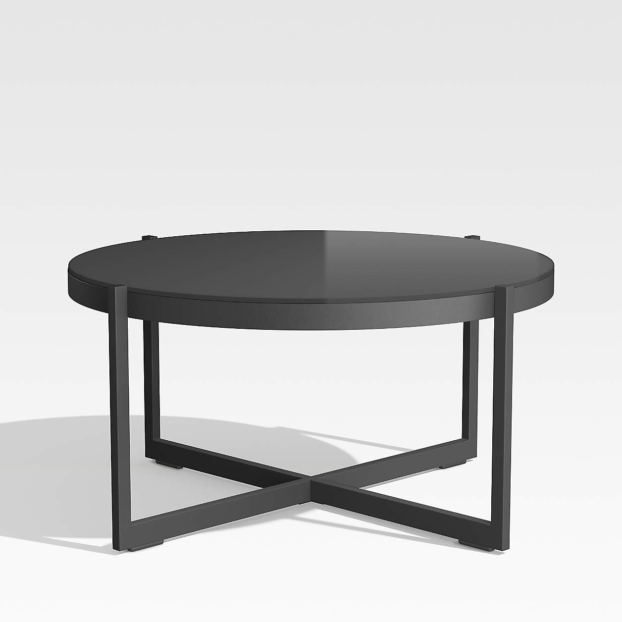 Dune Black Round Outdoor Coffee Table with Black Painted Glass | Crate ...