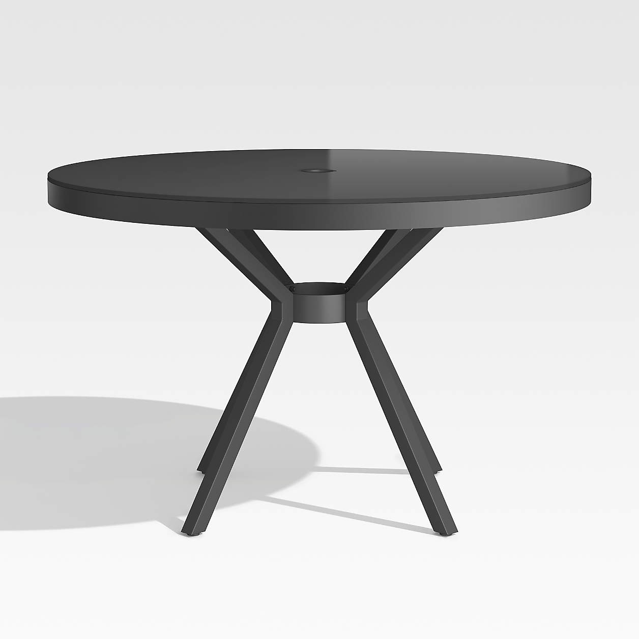 Dune 48" Black Outdoor Round Glass Dining Table | Crate & Barrel