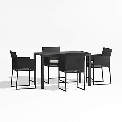 Dune 56" Black Outdoor High Dining Table with Glass | Crate & Barrel