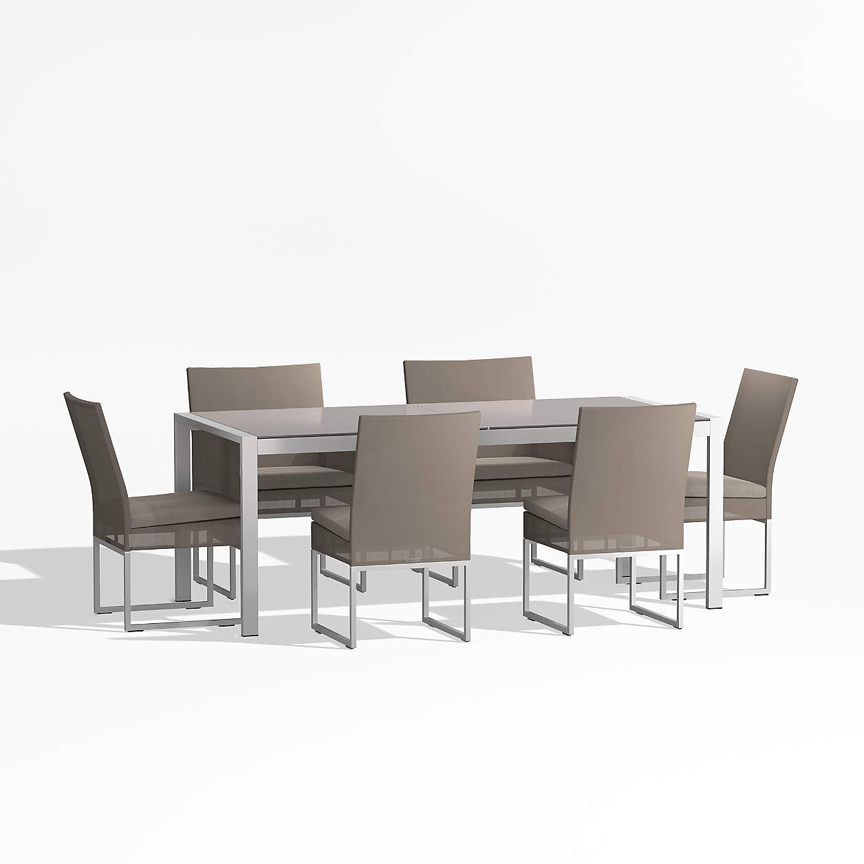 Dune Taupe Glass Outdoor Dining Table Set | Crate & Barrel