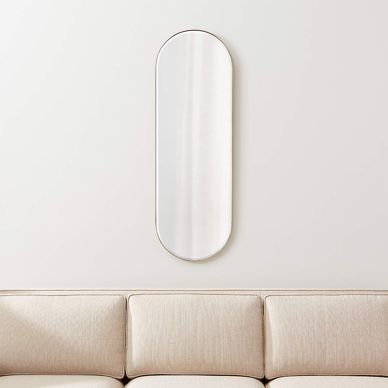 Edge Brass Capsule Wall Mirror | Crate & Barrel