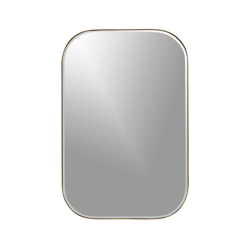 Edge Medium Brass Rounded Rectangle Wall Mirror 36"x24" + Reviews ...