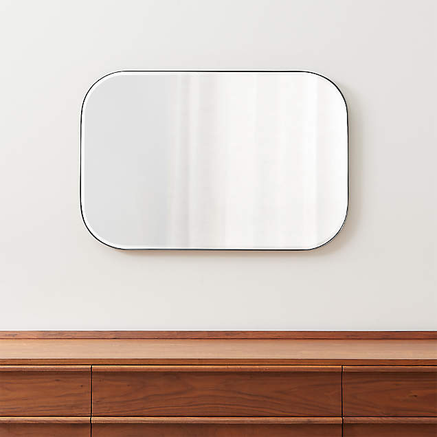 Edge Nickel Rounded Square Mirror + Reviews | Crate & Barrel