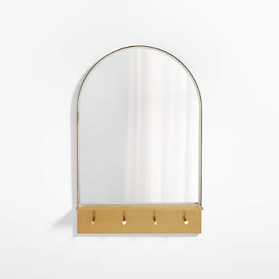 Edge Brass Rounded Square Mirror | Crate & Barrel