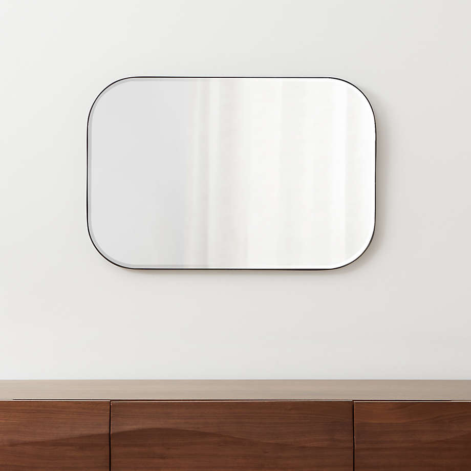 Edge Black Rounded Rectangle Mirror + Reviews | Crate & Barrel