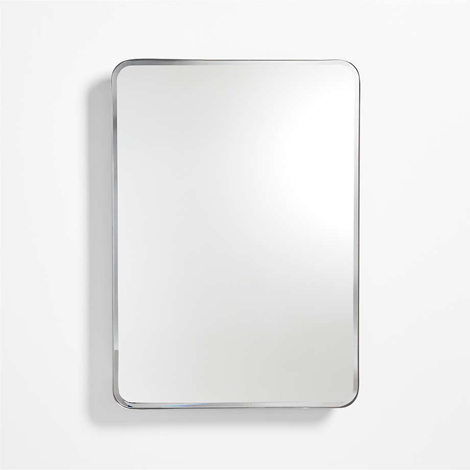 Edge Large Rounded Rectangle Silver Medicine Cabinet with Mirror ...