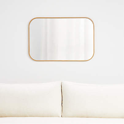 Edge Brass Rounded Square Mirror | Crate & Barrel
