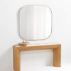 Edge Brass Rounded Square Mirror | Crate & Barrel