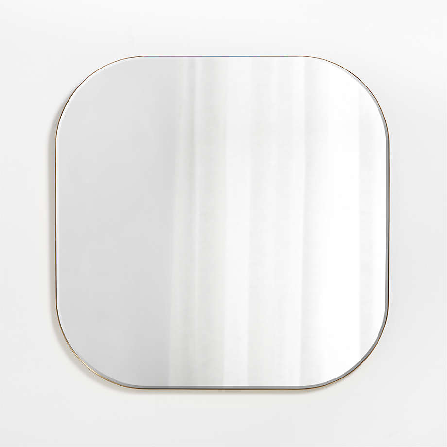 Edge Brass Rounded Square Mirror | Crate & Barrel