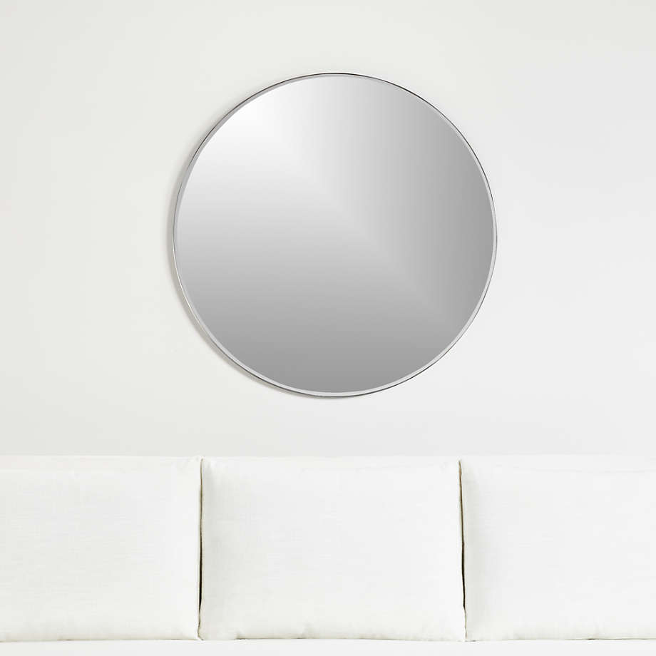 Edge Silver Round 36" Wall Mirror | Crate & Barrel