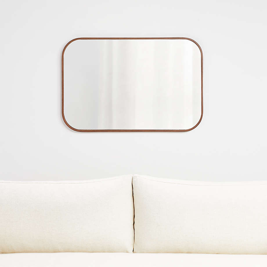 Edge Medium Walnut Rounded Rectangle Wall Mirror | Crate & Barrel