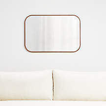 Edge Medium Walnut Rounded Rectangle Wall Mirror | Crate & Barrel