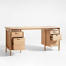 Elias 66" Natural Elm Wood Desk with File Cabinet + Reviews | Crate ...