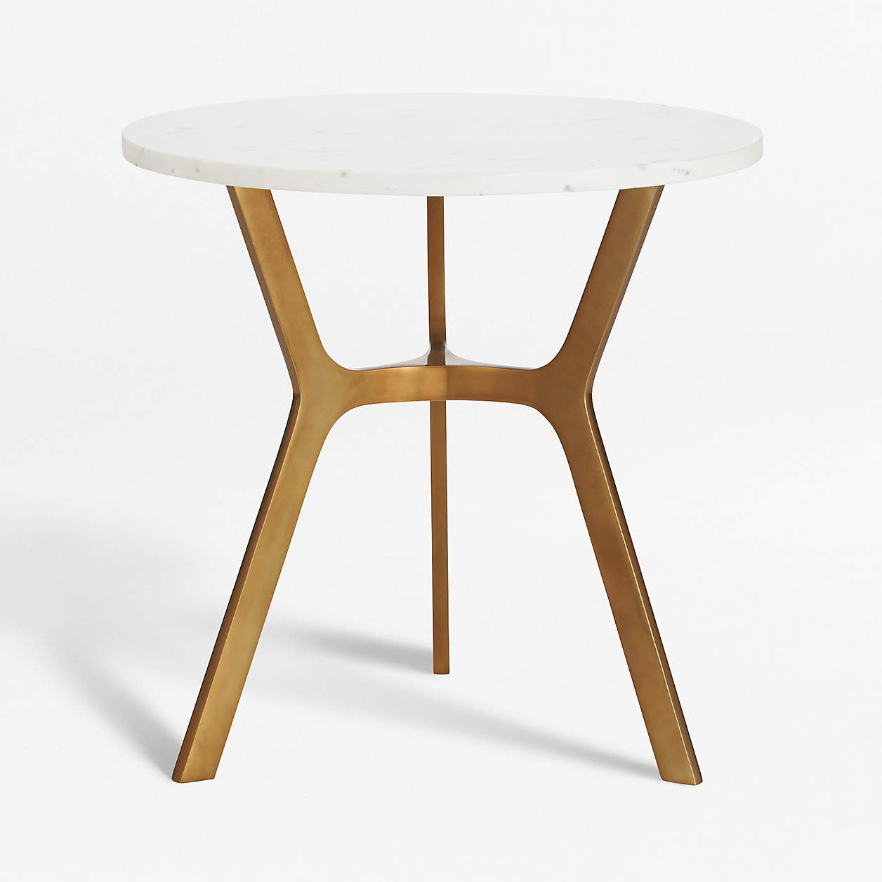 Elke Round Marble End Table with Brass Base | Crate & Barrel Canada