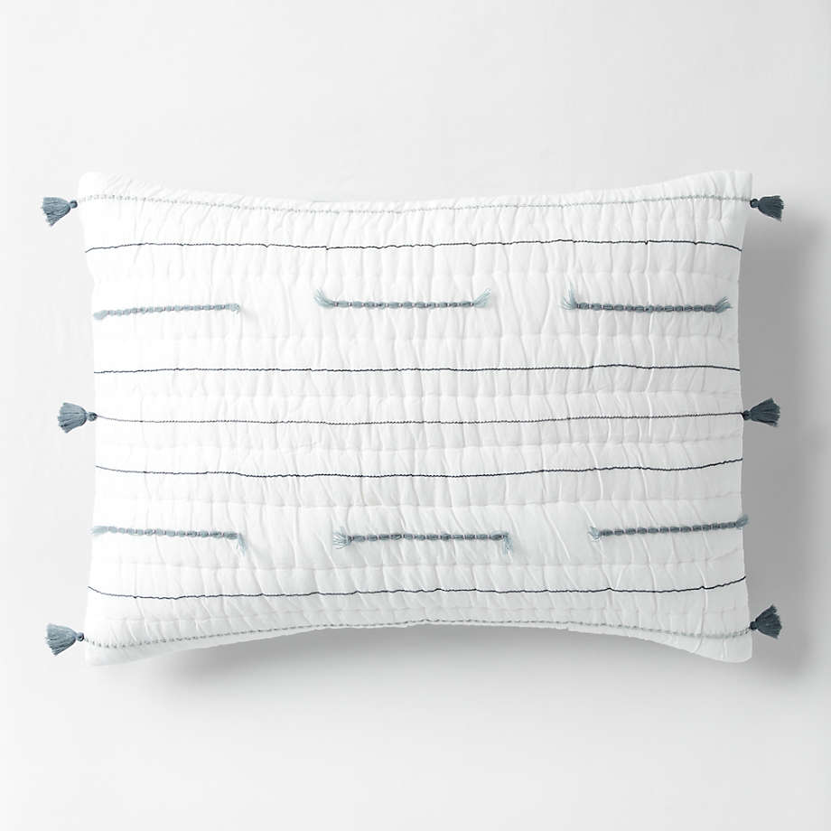 Mist Blue Embroidered Texture Stripe Voile Kids Pillow Sham + Reviews ...
