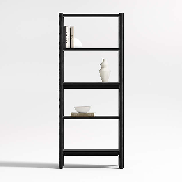 Sawyer Black Leaning 24.5" Bookcase | Crate & Barrel