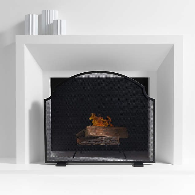 Telum Brass Glass Fireplace Screen + Reviews | Crate & Barrel