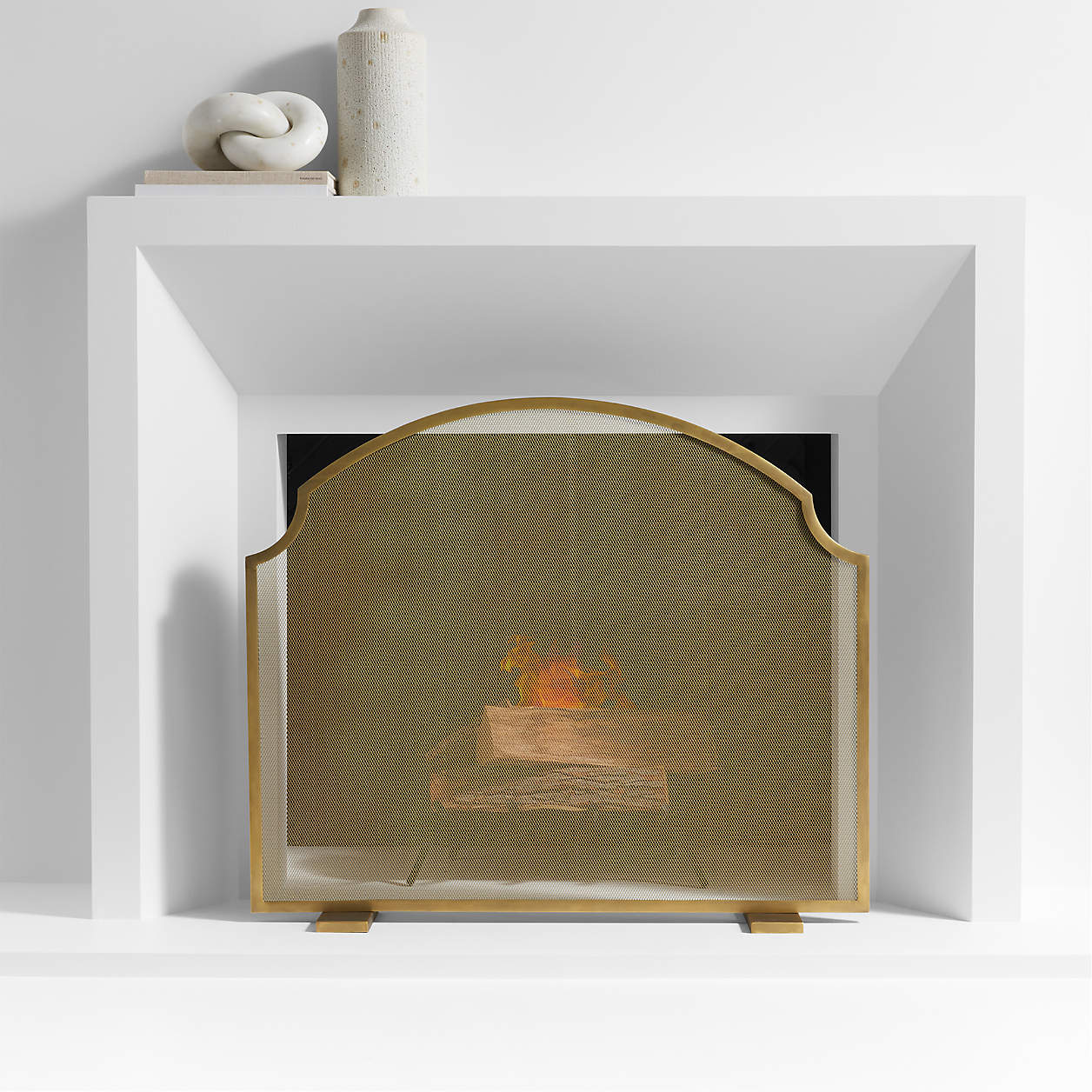 Emmy Brass Fireplace Screen | Crate & Barrel